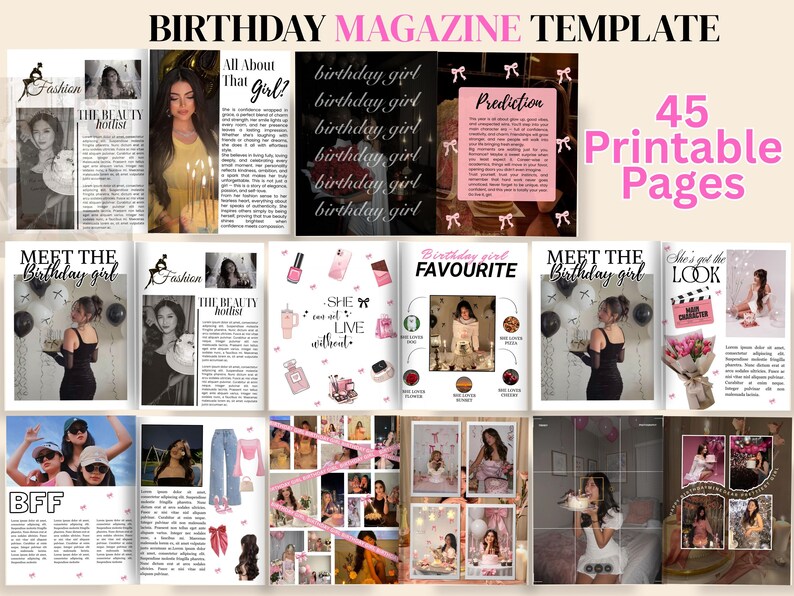 Personalized Birthday Magazine Template - Friend Gift - Customizable ...