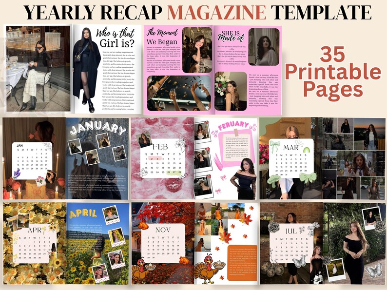 Yearly Recap Magazine Template - Photo Collage - Memory Book 2025 ...
