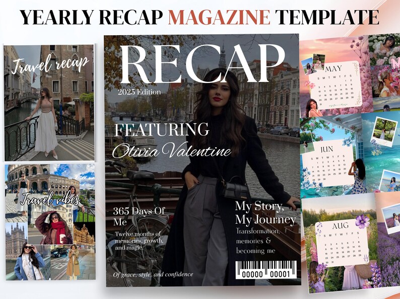 Yearly Recap Magazine Template - Photo Collage - Memory Book 2025 ...