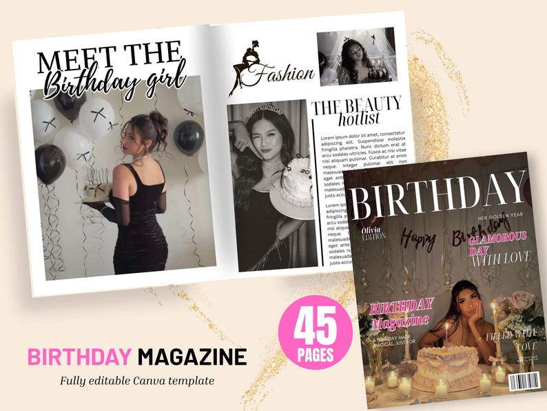 Personalized Birthday Magazine Template - Friend Gift - Customizable ...