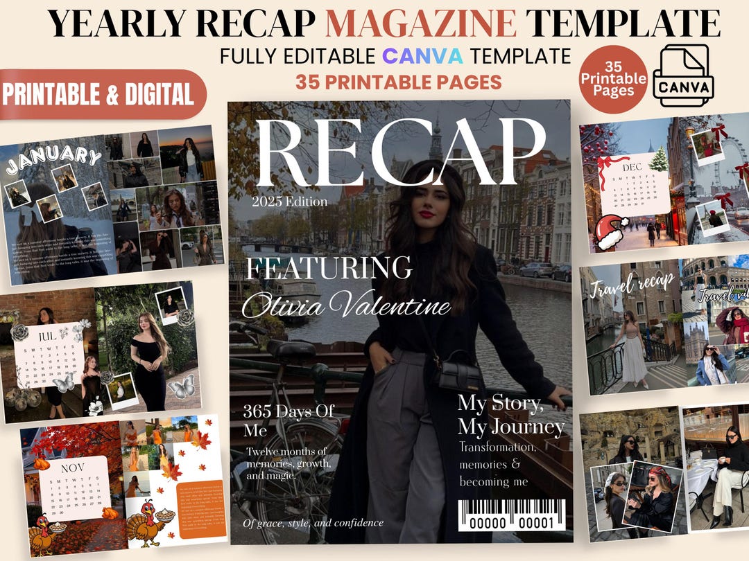 Yearly Recap Magazine Template - Photo Collage - Memory Book 2025 ...