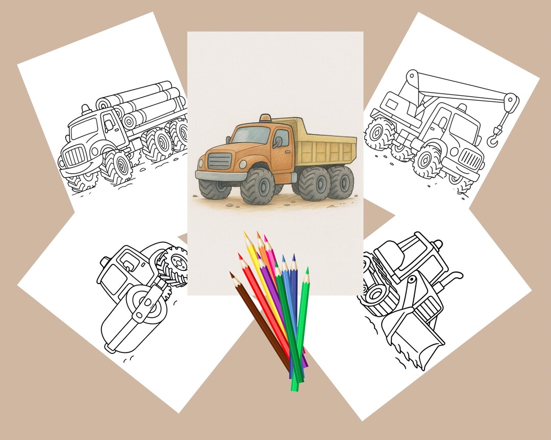 Construction Truck Coloring Pages for Kids – 10 Printable Construction ...