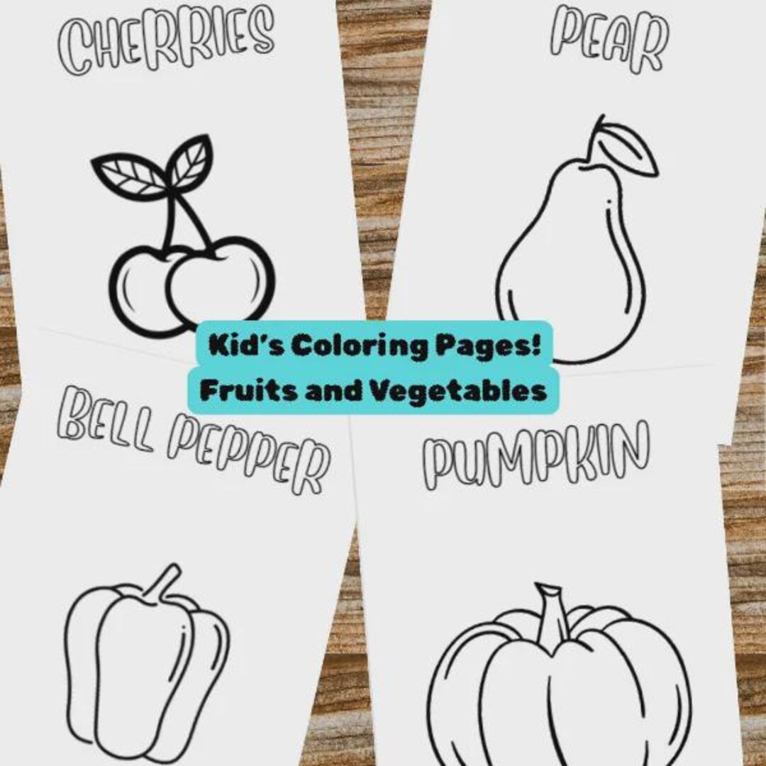 Fruit & Vegetable Coloring Pages for Kids | 32 Printable Food Coloring ...