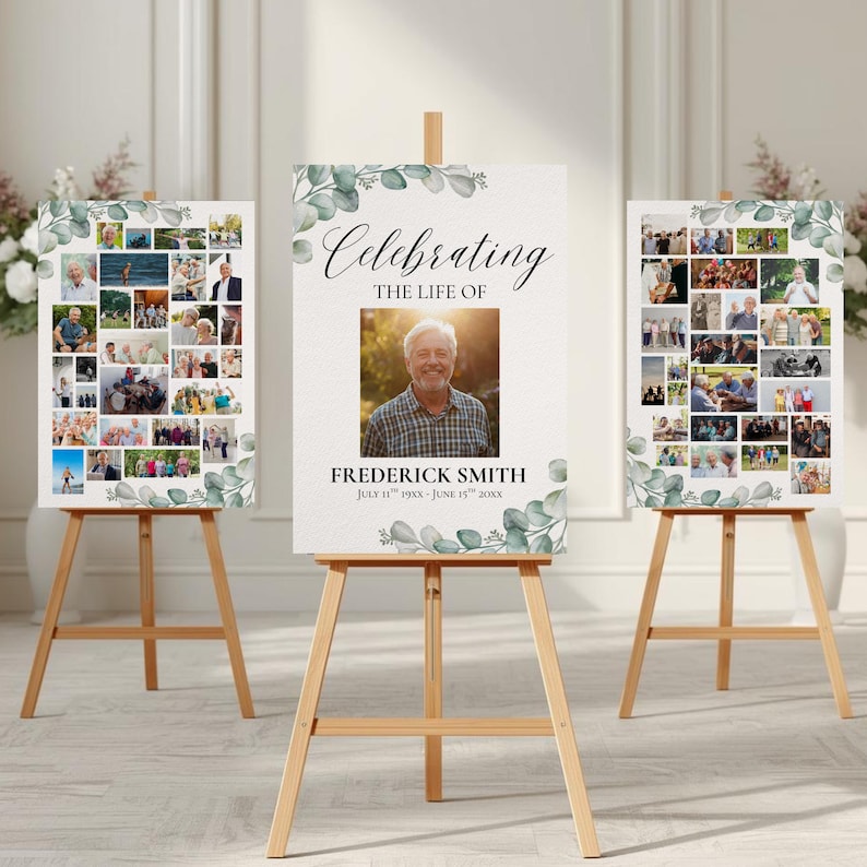 Eucalyptus Memorial Poster Bundle - Funeral Welcome Sign, Editable ...