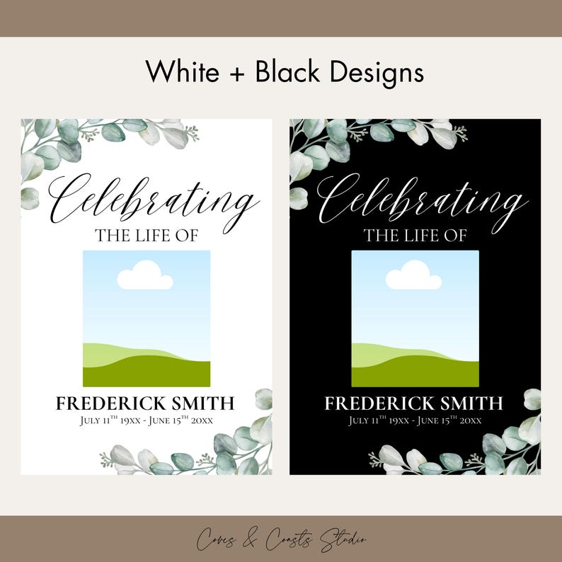 Eucalyptus Memorial Poster Bundle - Funeral Welcome Sign, Editable ...