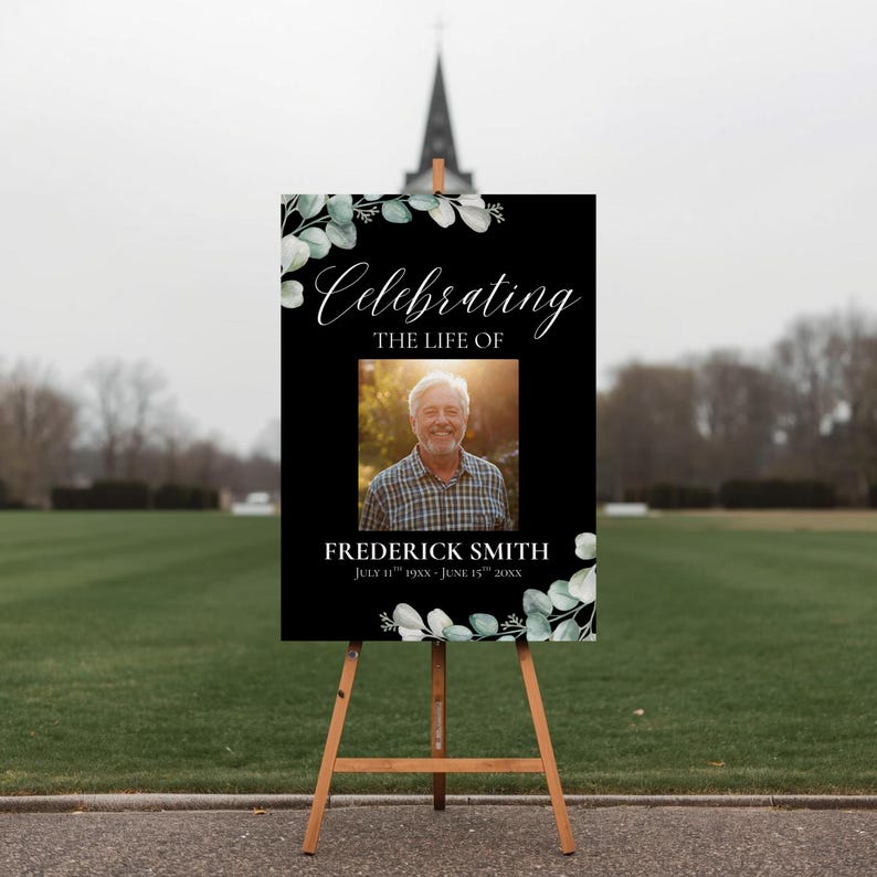 Eucalyptus Memorial Poster Bundle - Funeral Welcome Sign, Editable ...