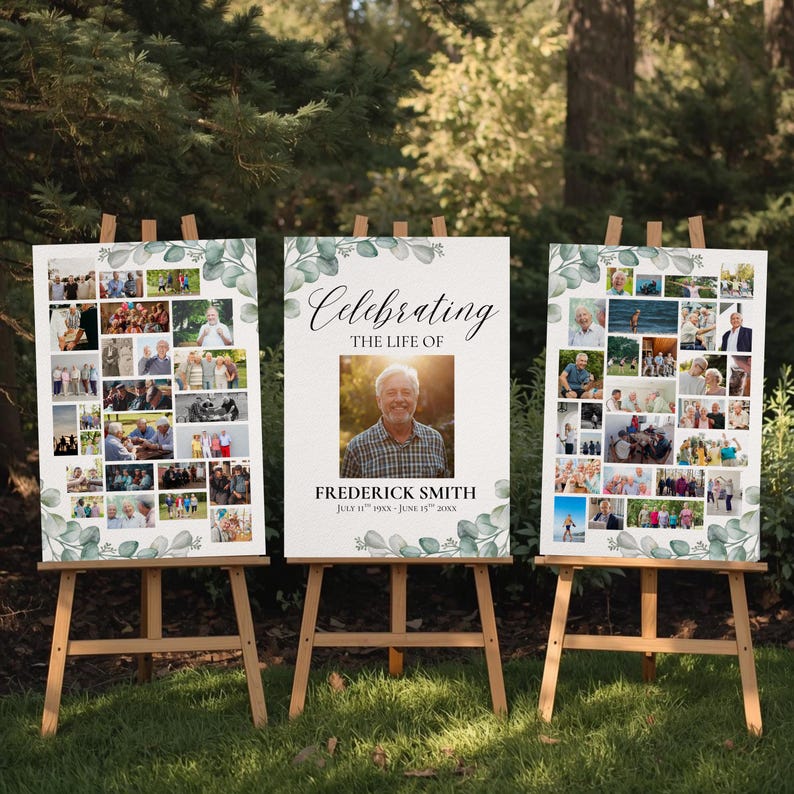 Eucalyptus Memorial Poster Bundle - Funeral Welcome Sign, Editable ...