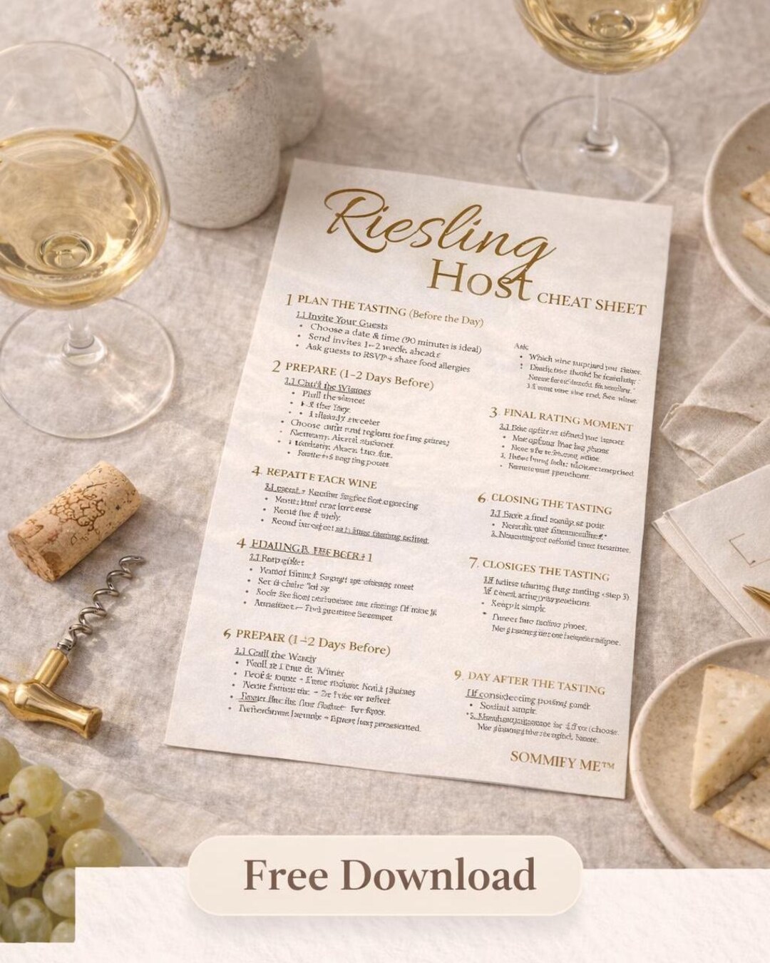 FREE Riesling Hosting Cheat Sheet | FREE Guide Inside | How to Host a ...