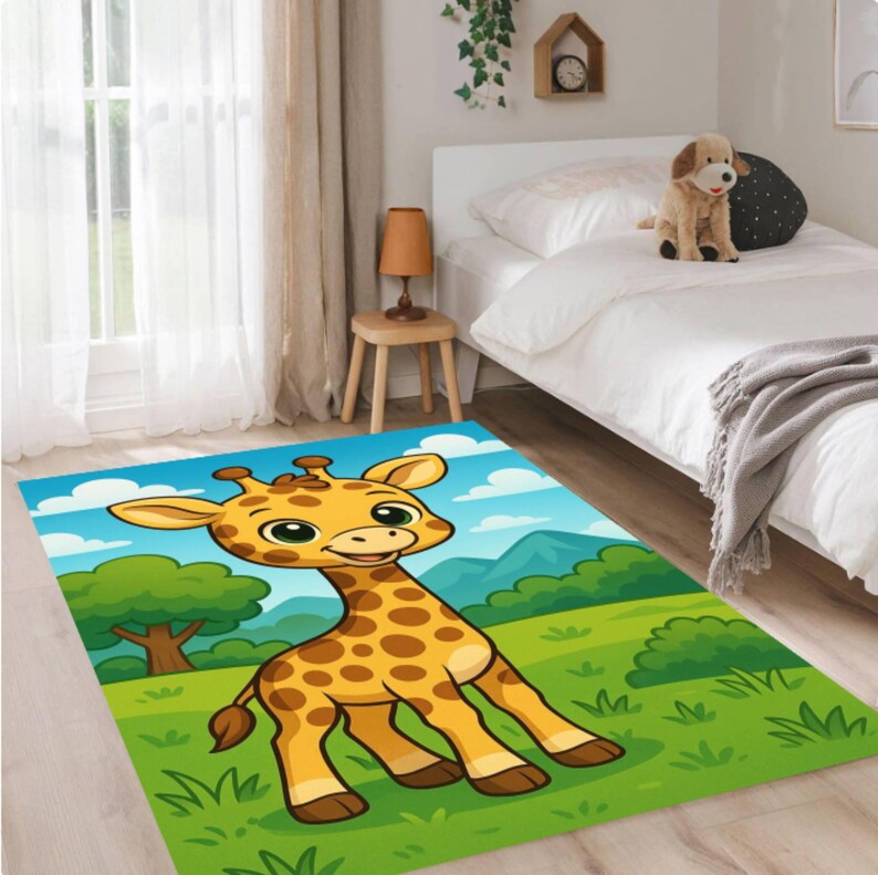 Giraffe Kids Rug, Washable Nursery Playroom Decor - Etsy