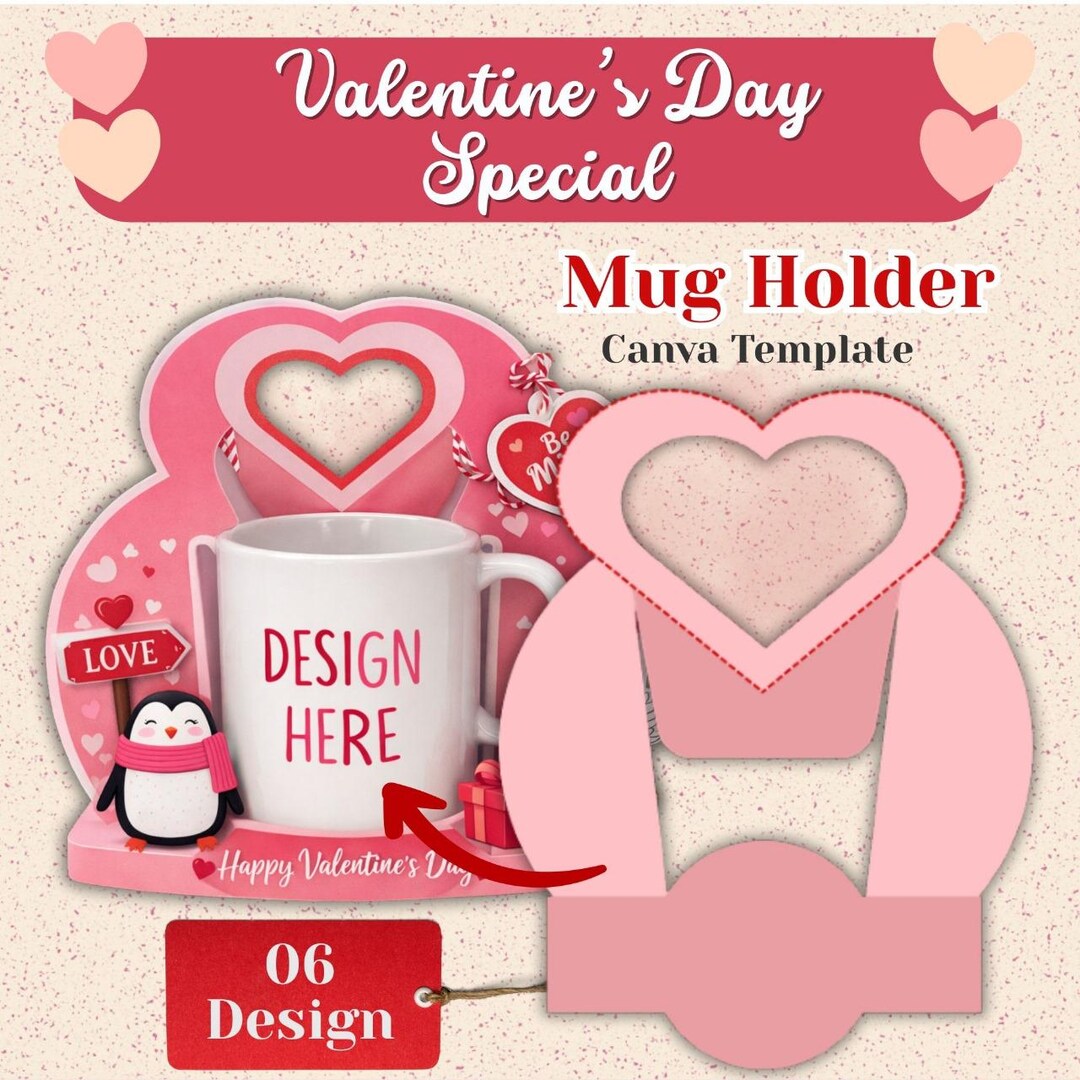 Valentine's Mug Holder Template Editable Canva Designs Digital Download ...