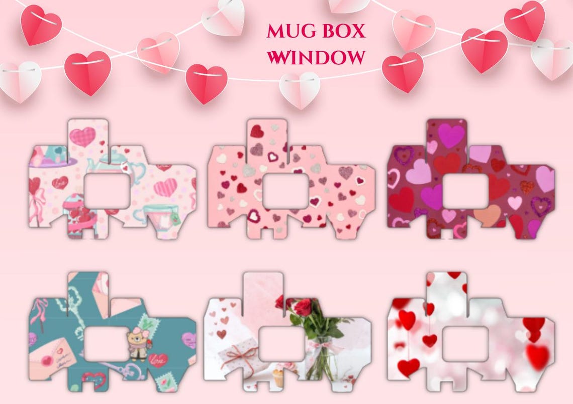 Valentine Gift Box Templates Canva Editable Packaging Designs Digital ...