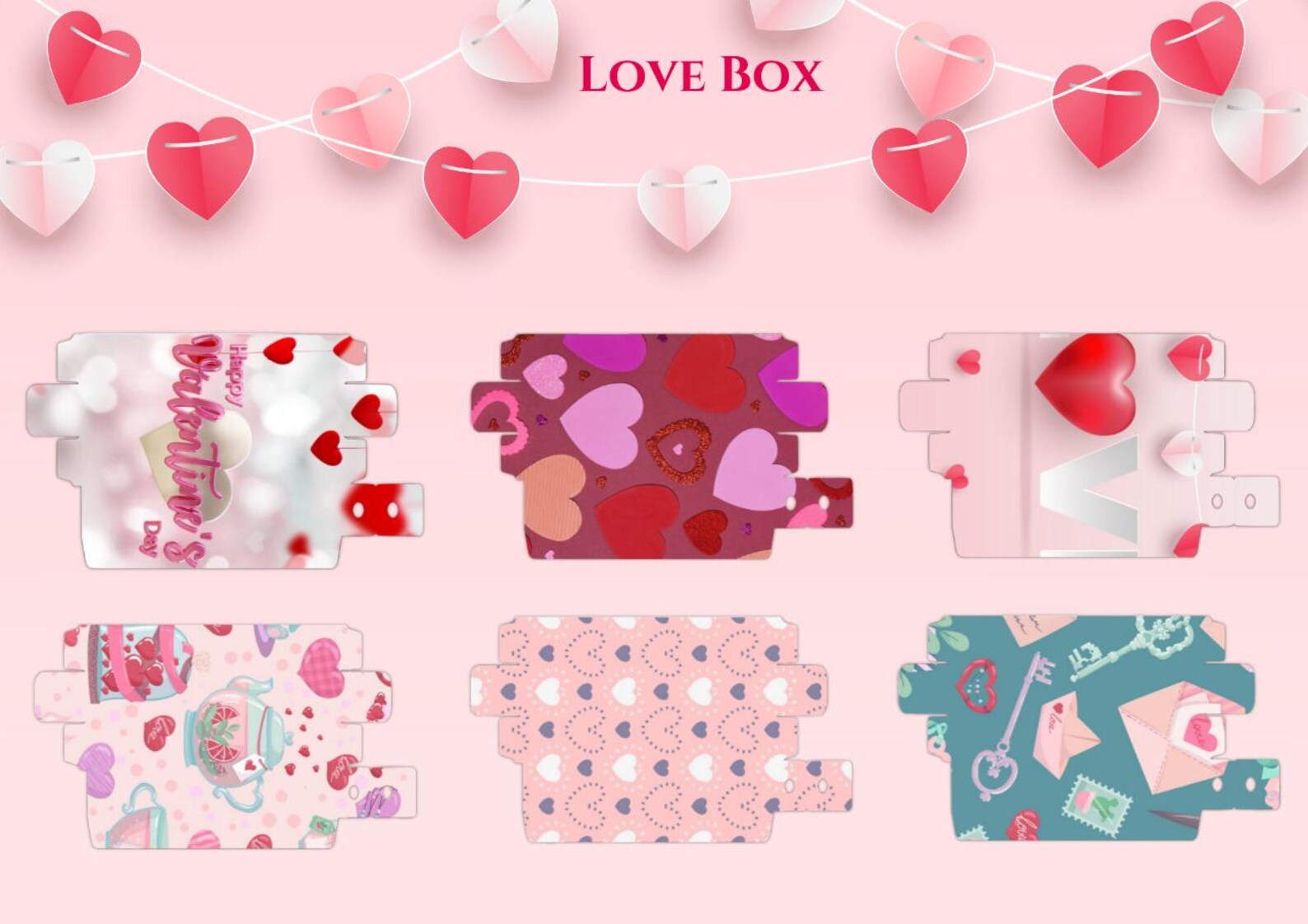 Valentine Gift Box Templates Canva Editable Packaging Designs Digital ...