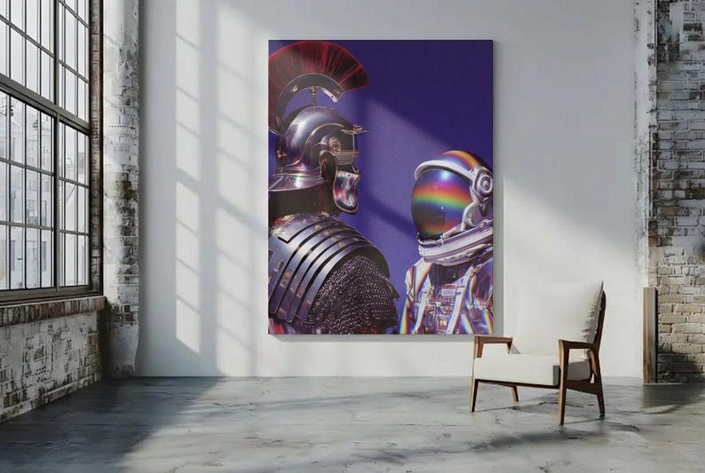 Past Vs Future Roman Centurion & Astronaut Printable Wall Art, Sci-fi ...