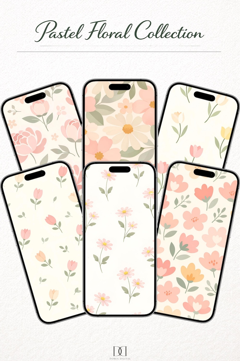 Pastel Floral Digital Paper Pack, Flower Patterns, Soft Blossom ...