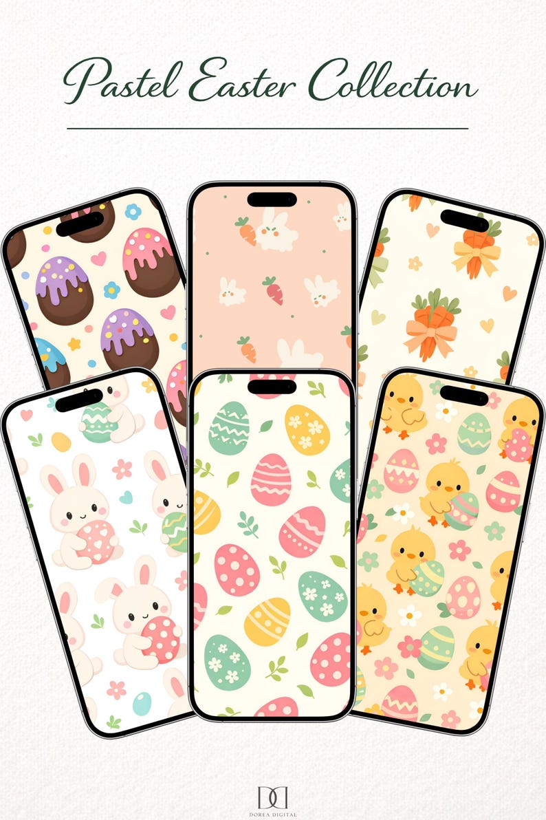 Pastel Easter Digital Paper Pack, Kawaii Patterns, 20 Seamless ...