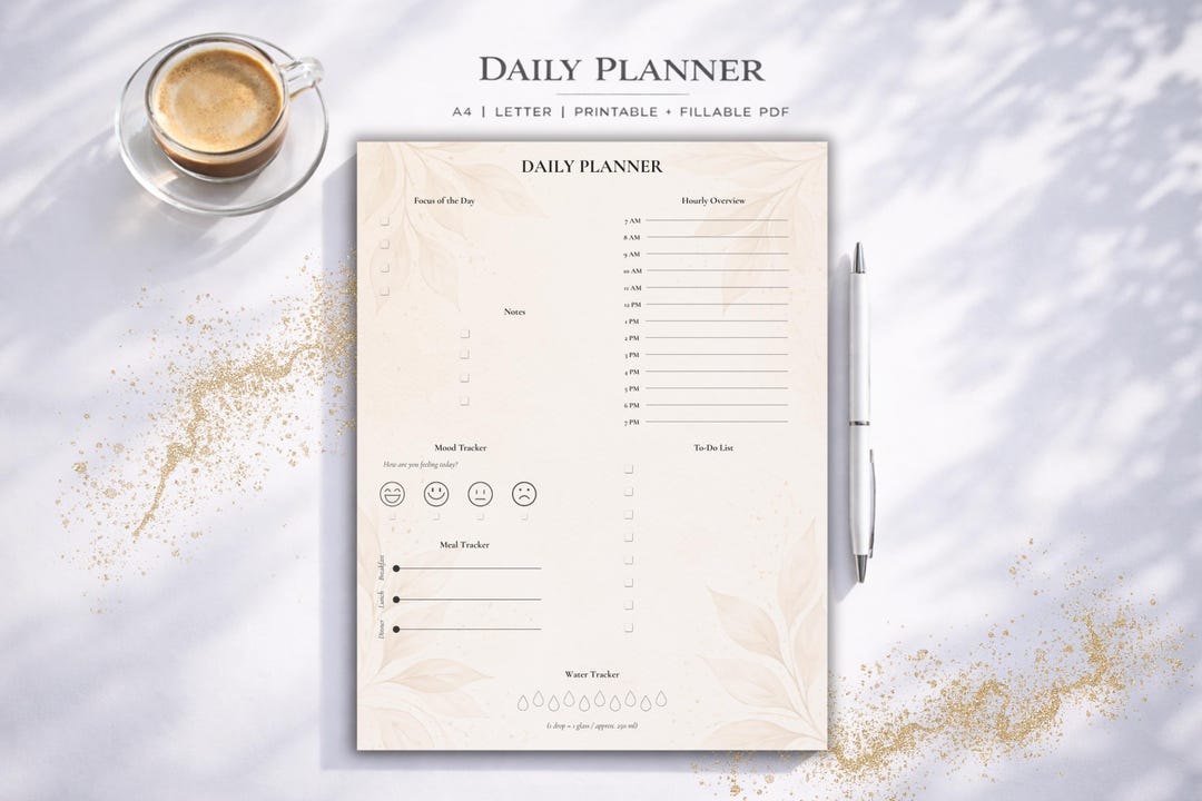 Elegant Design, Daily Planner, to Do List, Printable Planner, Instant ...
