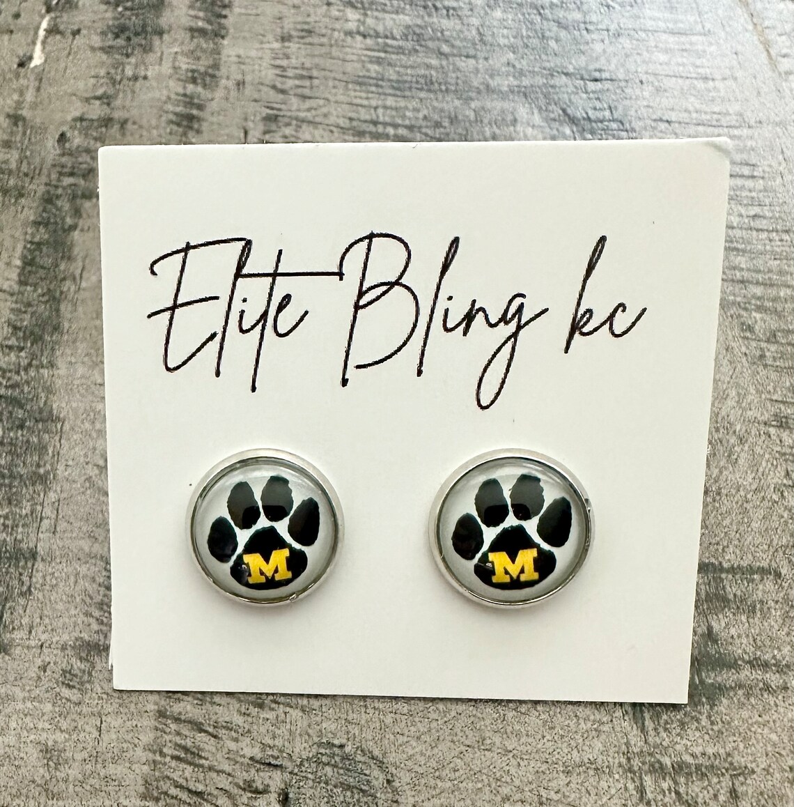 University of Missouri MU Tigers Paw Stud Earrings 12mm - Etsy