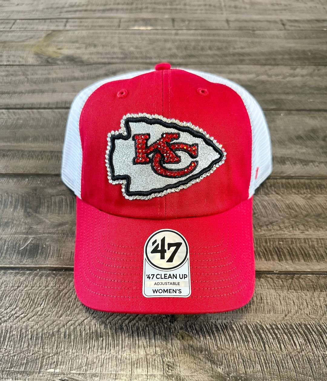 Kansas City Chiefs Rhinestone Bling Logo Red Adjustable Bling Hat - Etsy