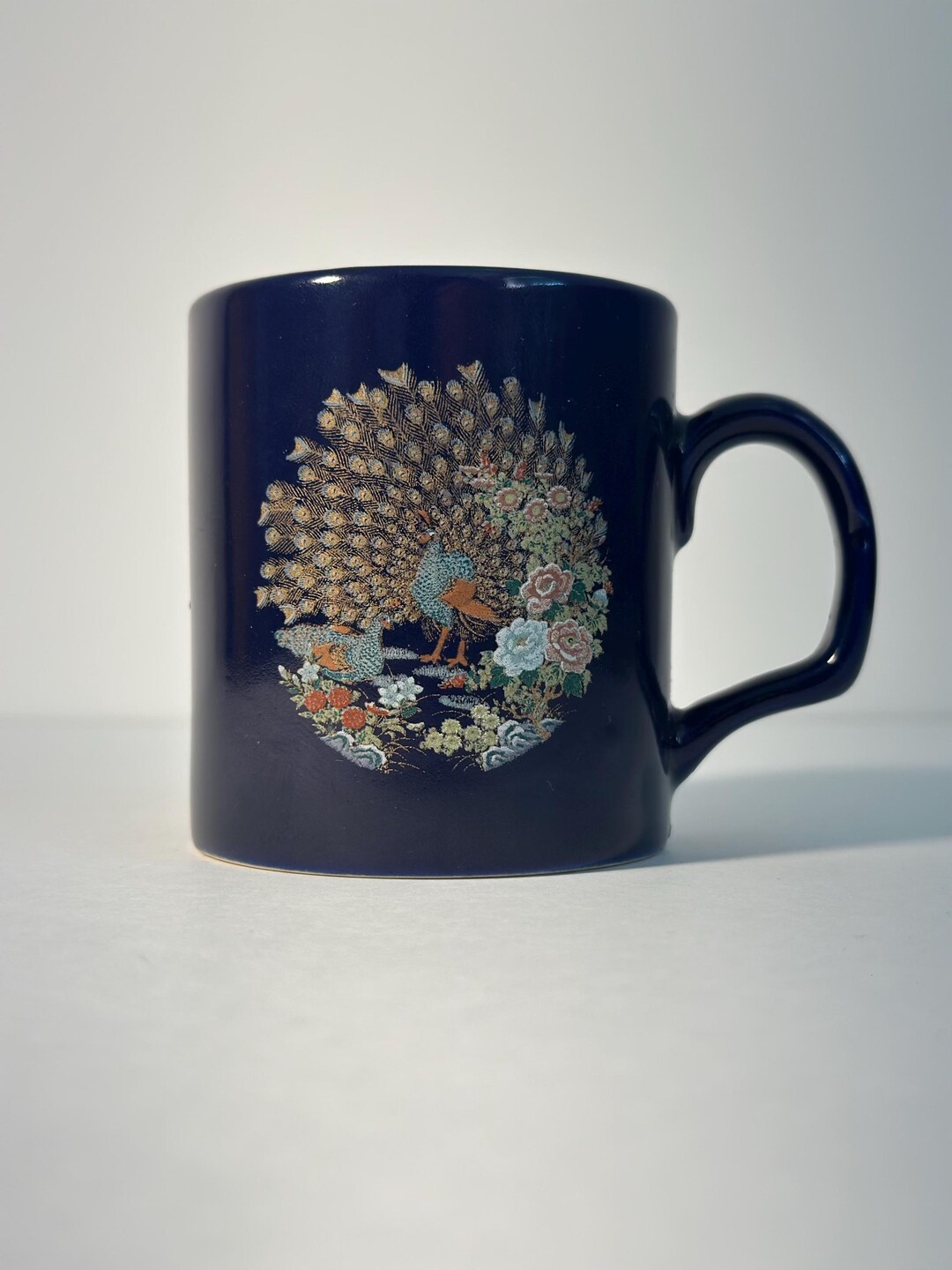Vintage Taouss Ceramic Mug, Cobalt Blue – Gold Peacock Design - Etsy