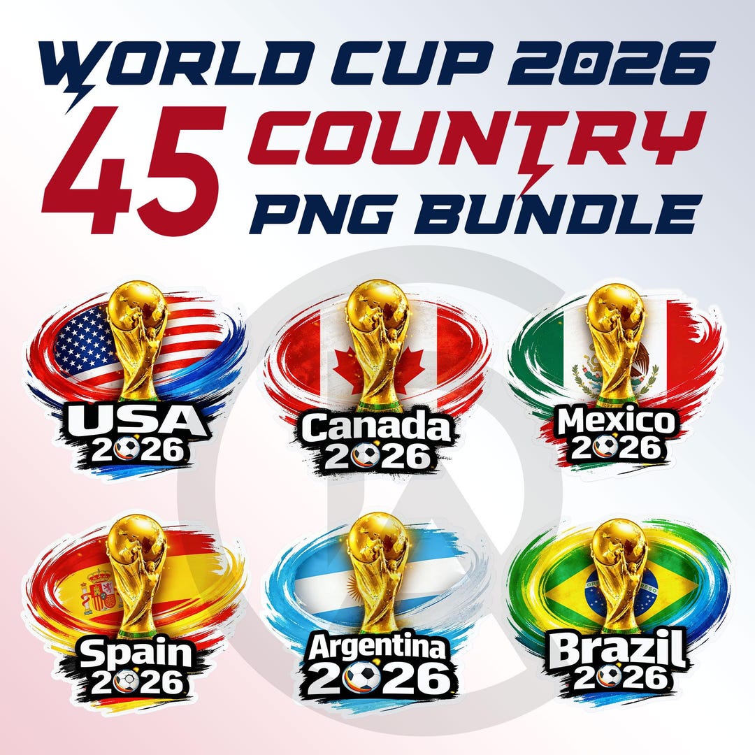 World Cup 2026 PNG Bundle – 45 Country Football Designs(digital ...