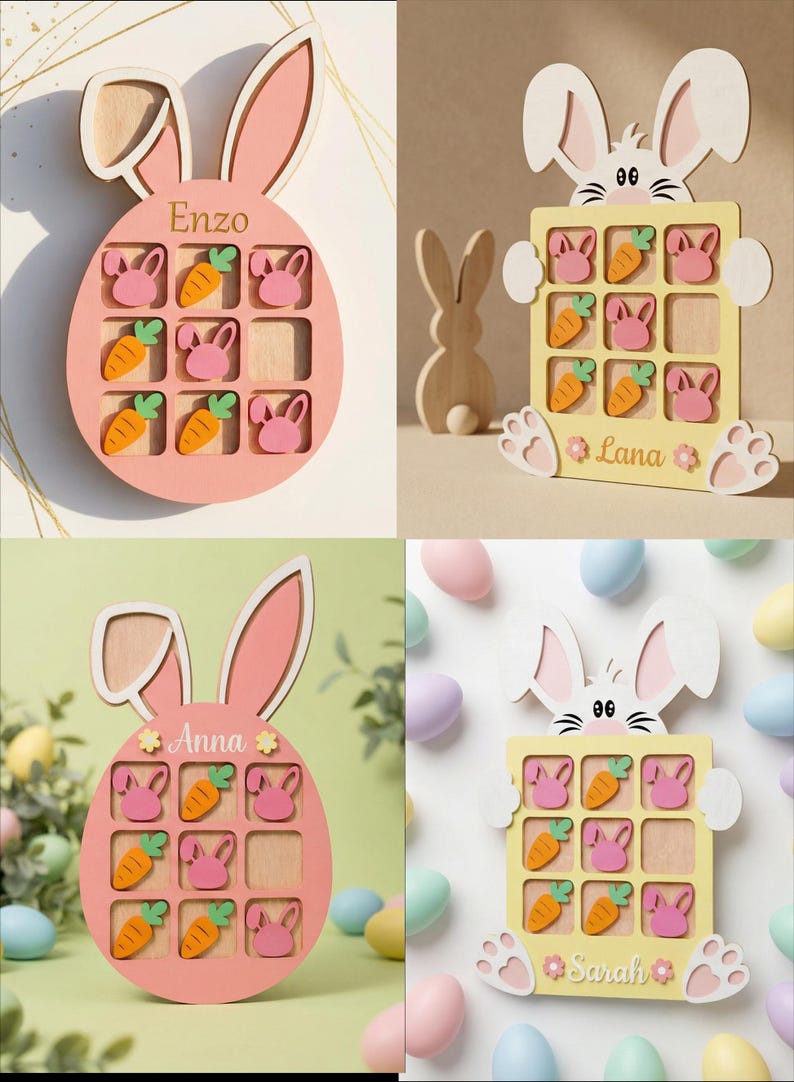 Wooden Easter Tic Tac Toe Game – Bunny & Carrot Pieces - Etsy