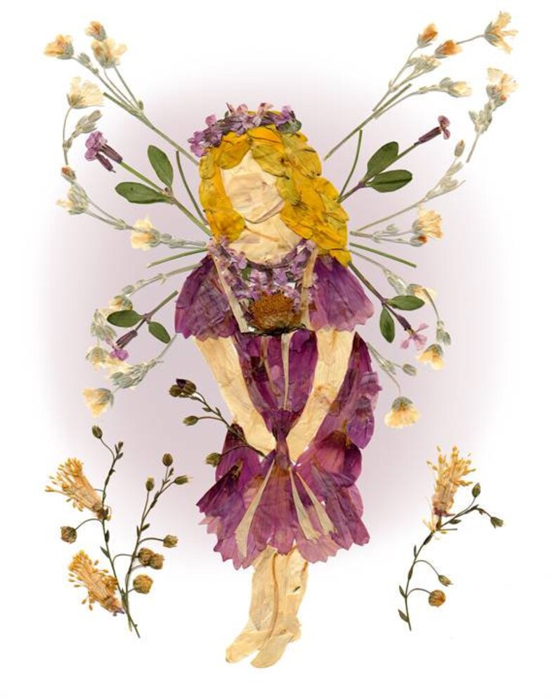 Flower Fairy Art 8x10 PRINT Real Pressed Flower Garden Fairies Wings ...