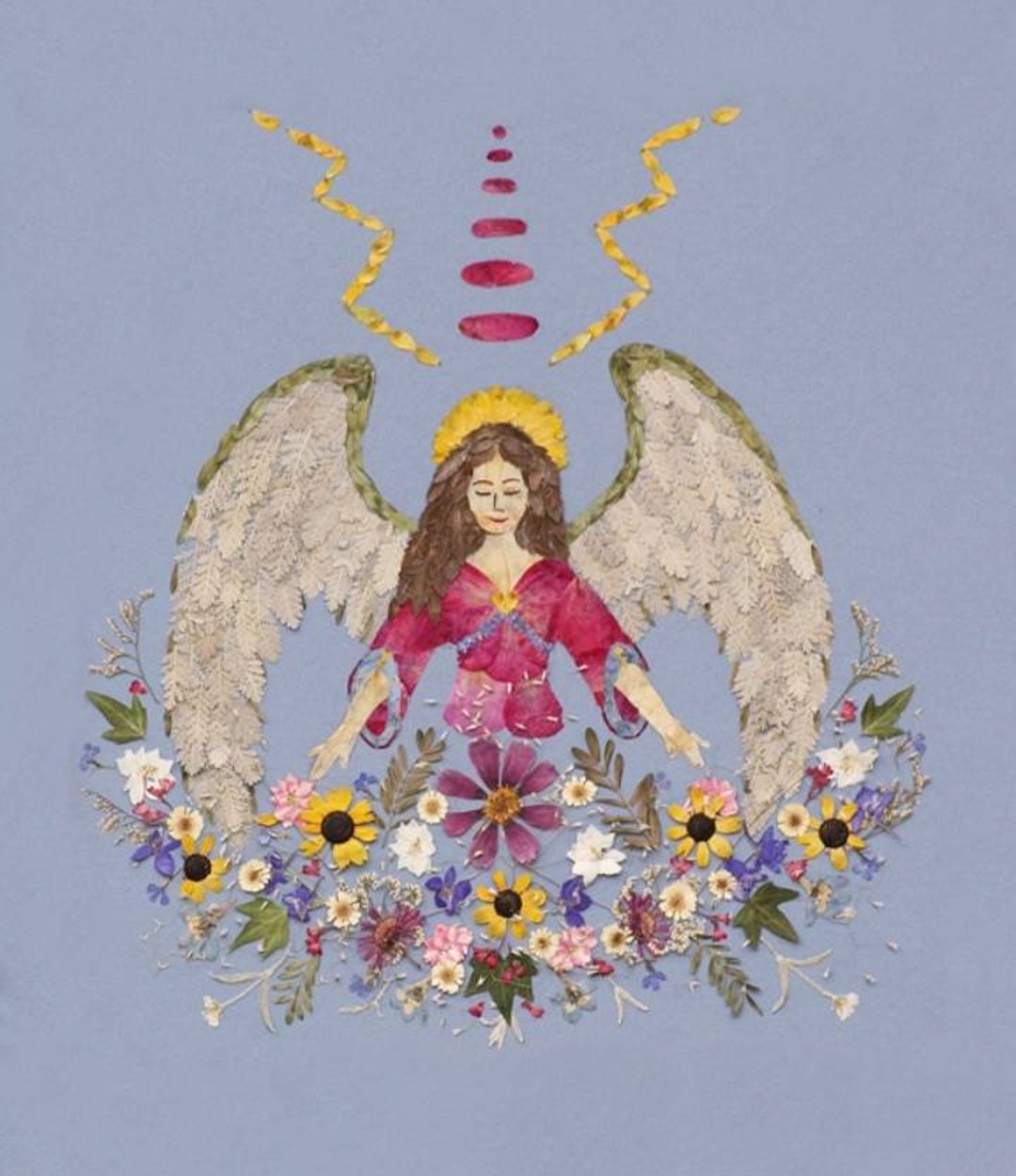 Flower Fairy Angel Art angel of Abundance Pressed Flower 8x10 PRINT ...