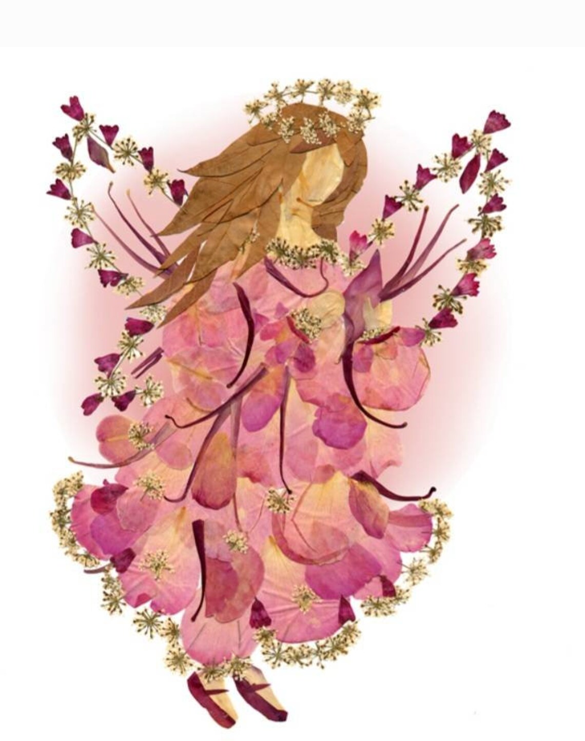 Pressed Flower Fairy Art PRINT Faery Garden Wall Hanging 8x10 Giclee ...