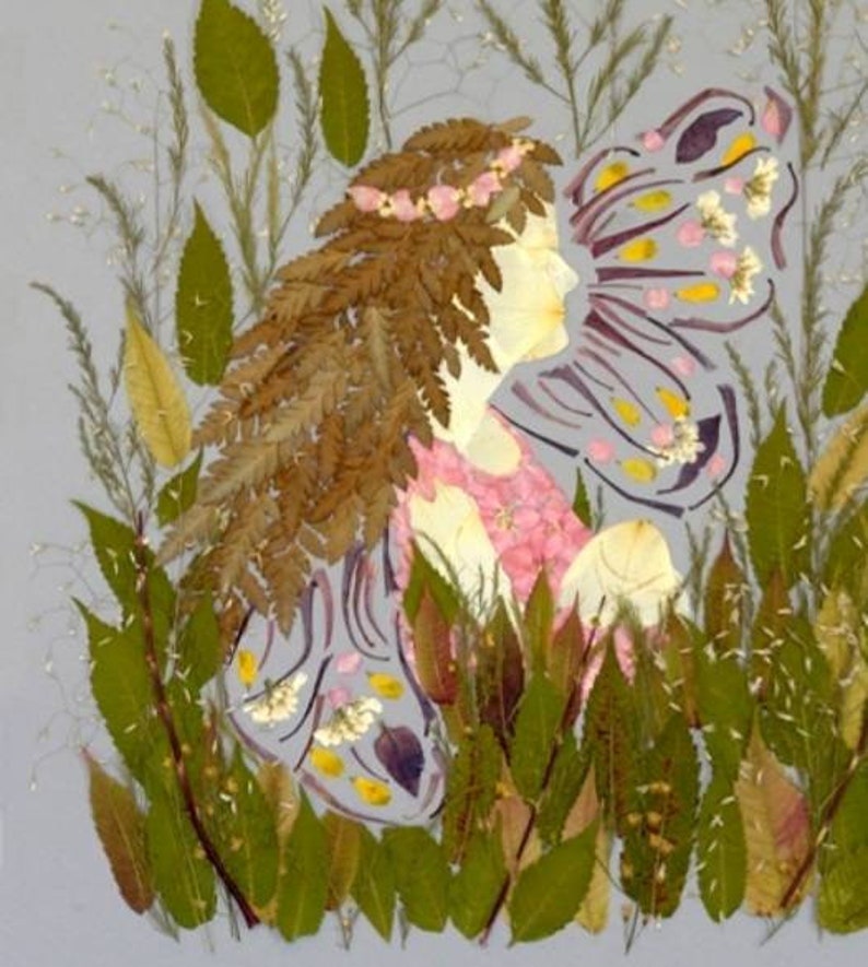 Original Real Flower Fairy Art Framed Pressed Flower Faery Wall ...