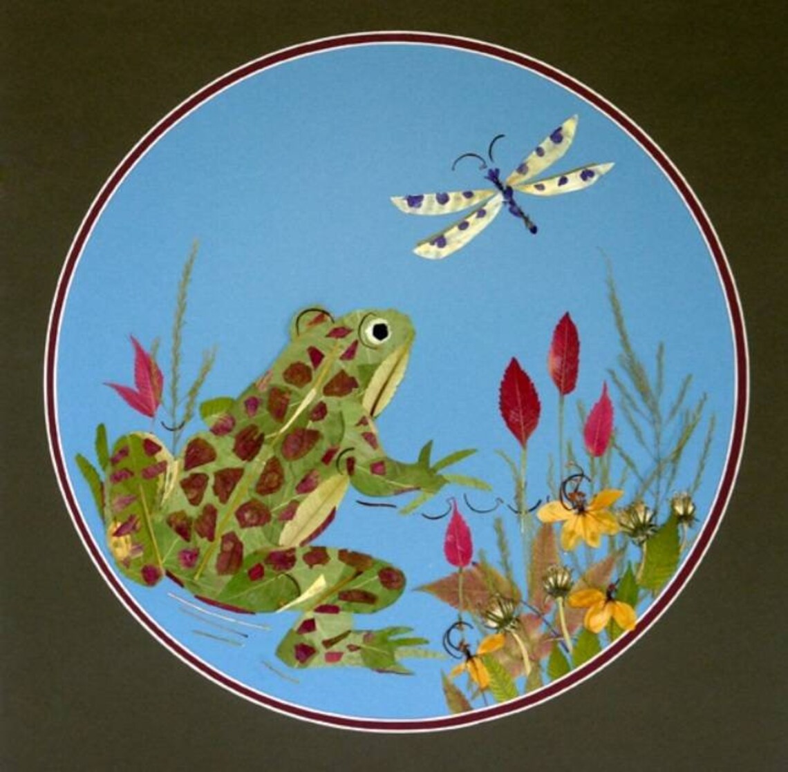 Pressed Flower Fantasy Frog Picture *once in a Blue Moon* 8x8 PRINT ...