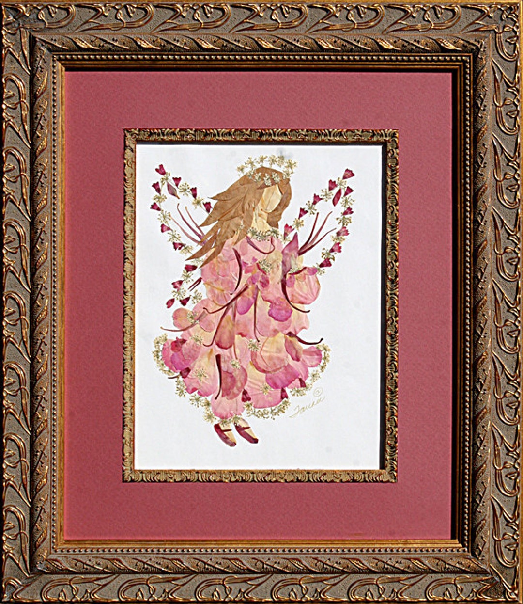 REAL Pressed Flower Fairy Framed Art Faery Garden Wall Hanging Magic ...