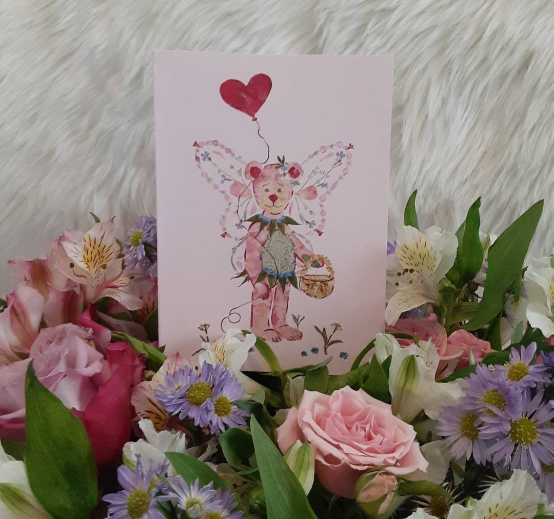 5x7 GREETING Fairy CARD Flower Fairies *beary Faery* Wings Children ...