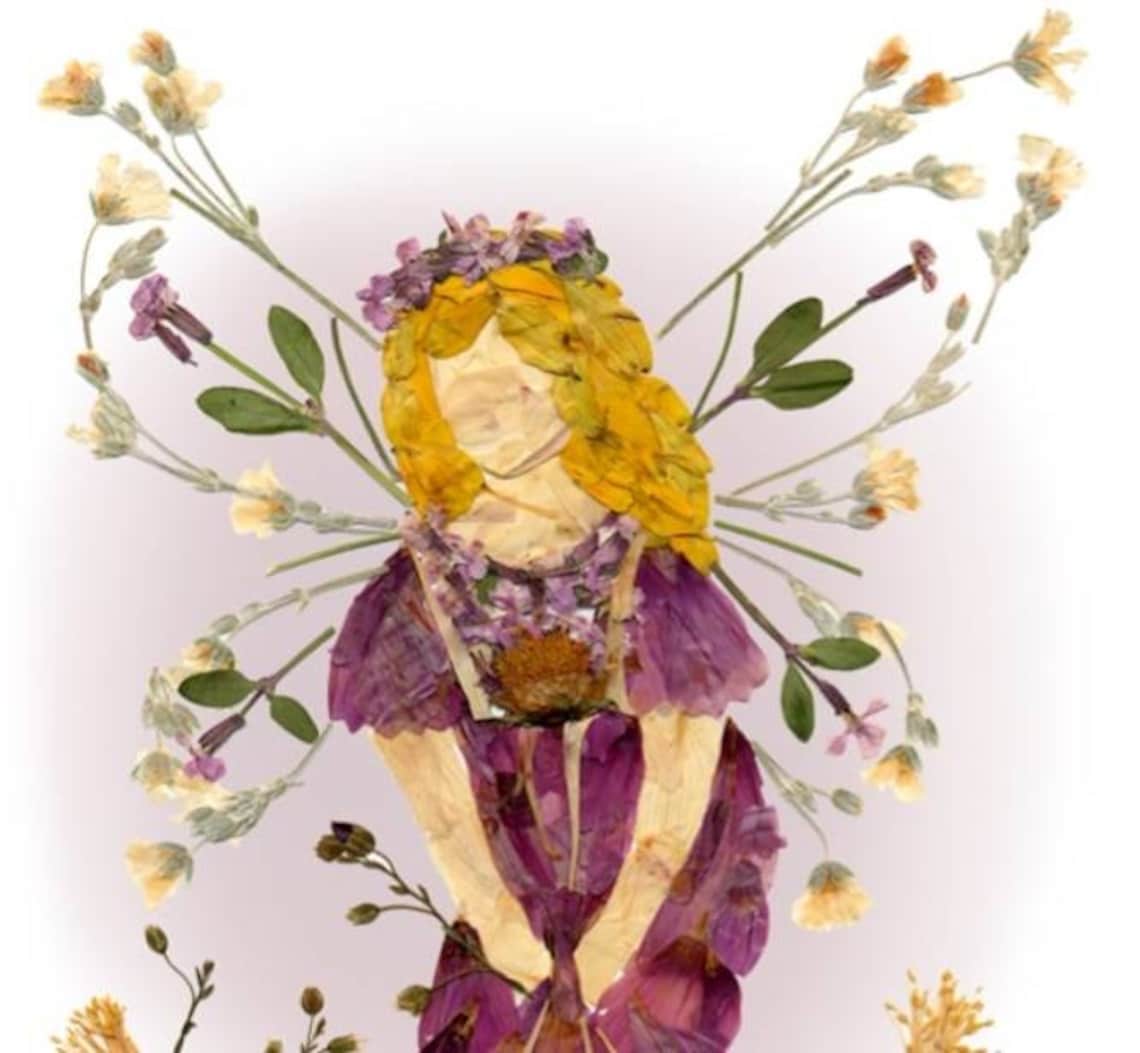 Flower Fairy Art 8x10 PRINT Real Pressed Flower Garden Fairies Wings ...