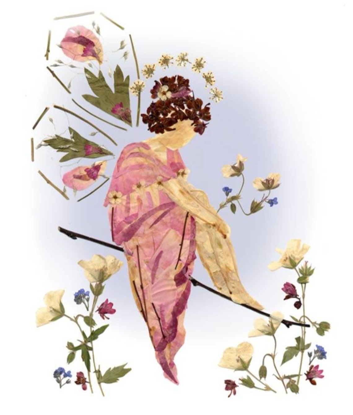 Magical fairy of Mercy Flower Art PRINT 8x10 Original Design Enchanted ...