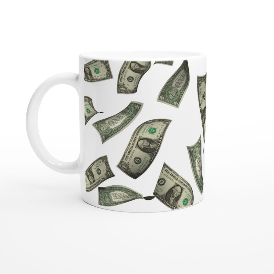 Dollar Bill Mug – All-over Design of Banknotes, Fun Gift for Money Fans ...