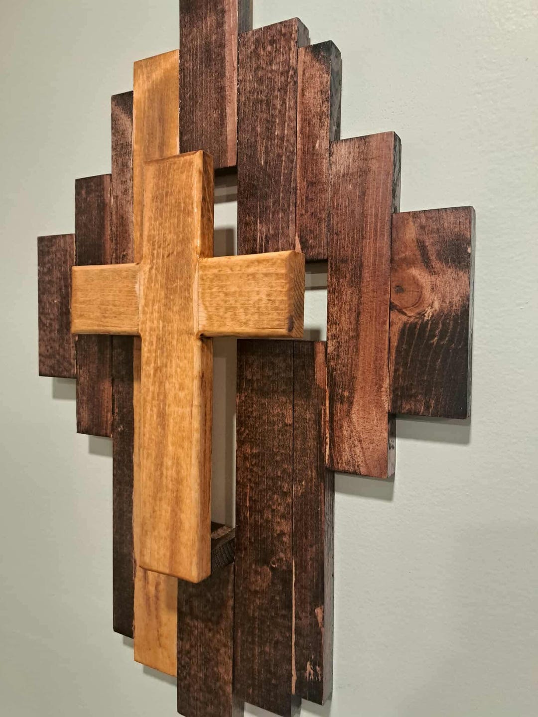 Handcrafted Layered Wooden Cross – Rustic Wall Decor - Etsy
