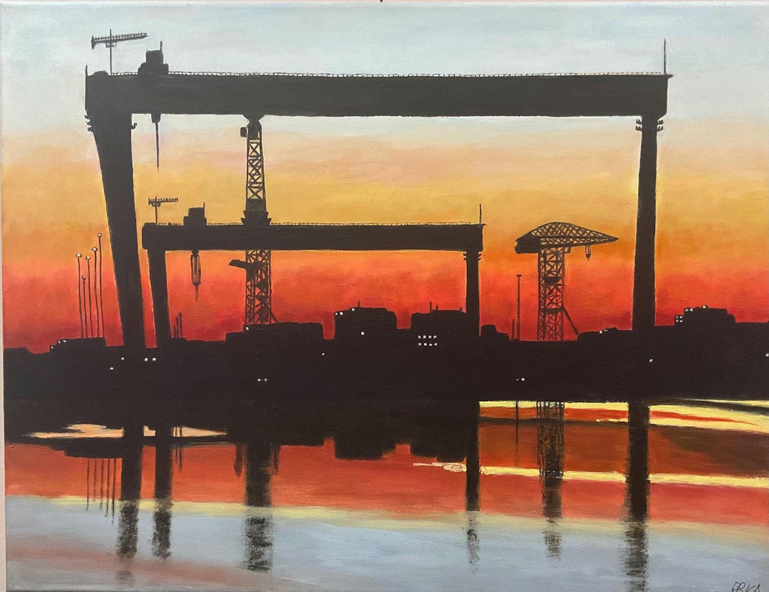 Belfast Shipyard at Sunset - Etsy