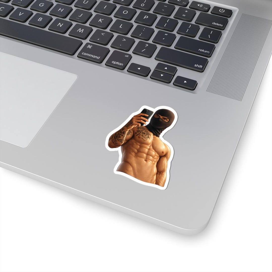 Booktok Sticker: Ski Mask Muscle Man Phone Selfie - Etsy