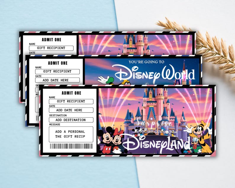 Disneyland and Disneyworld Ticket ,theme Park Gift Voucher, Family ...