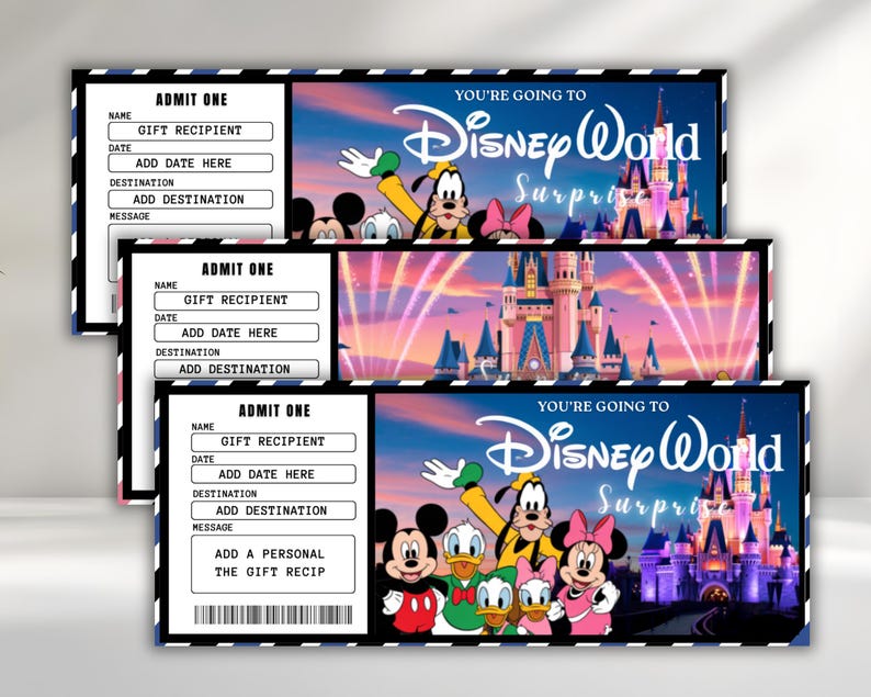 Disneyland and Disneyworld Ticket ,theme Park Gift Voucher, Family ...