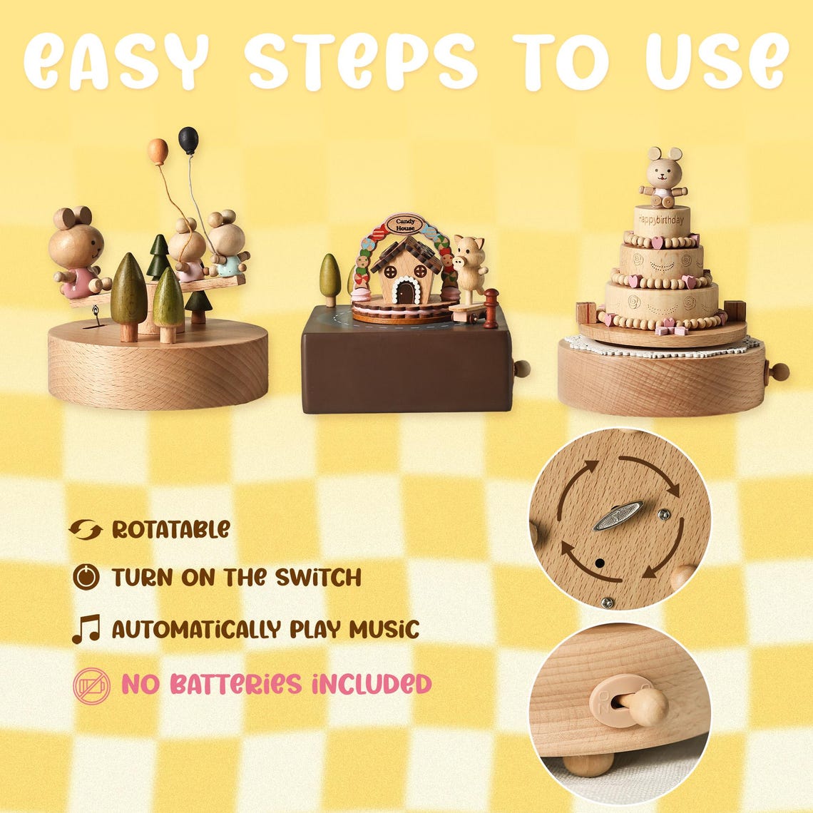 Custom Carousel Name Wooden Music Box, Engraved Kids Birthday & Newborn ...