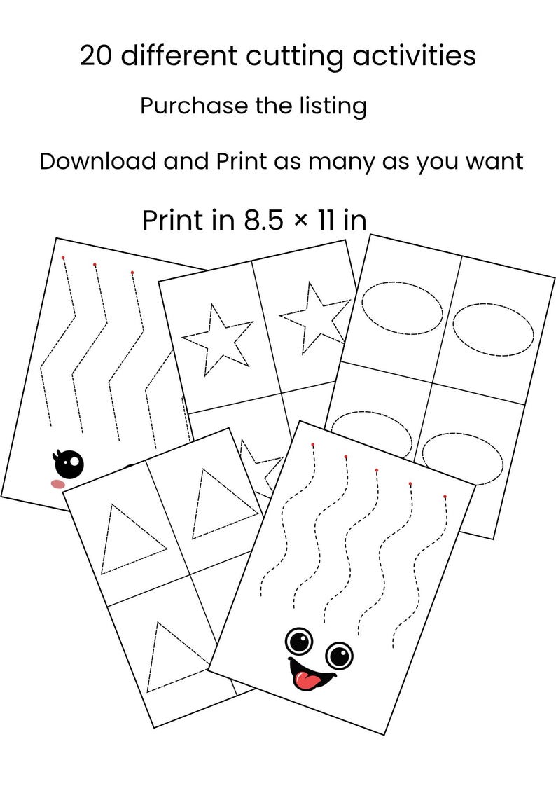 Scissor Skills Cutting Worksheets for Kids | Fine Motor Practice ...