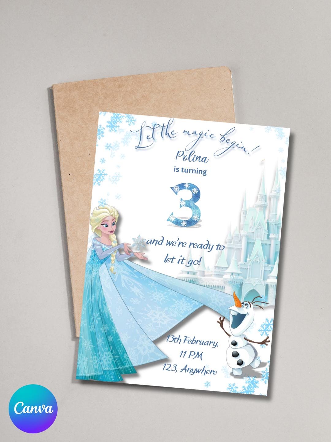 Elsa Frozen Editable Invitation | Kids Birthday Party Invite | Canva ...