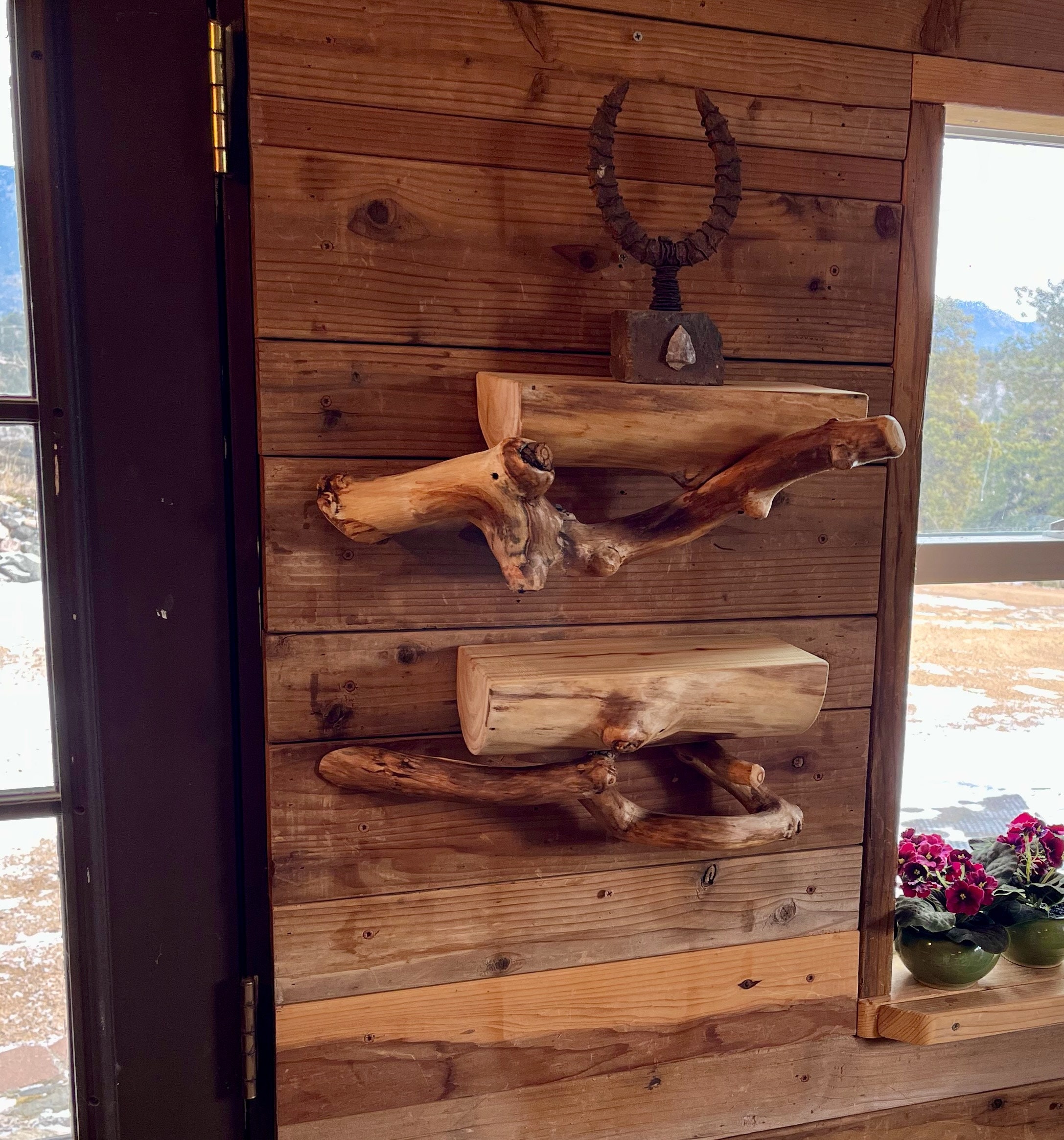 Aspen Floating Shelves set of Two Mancave Shelves Rustic Shelves Log ...