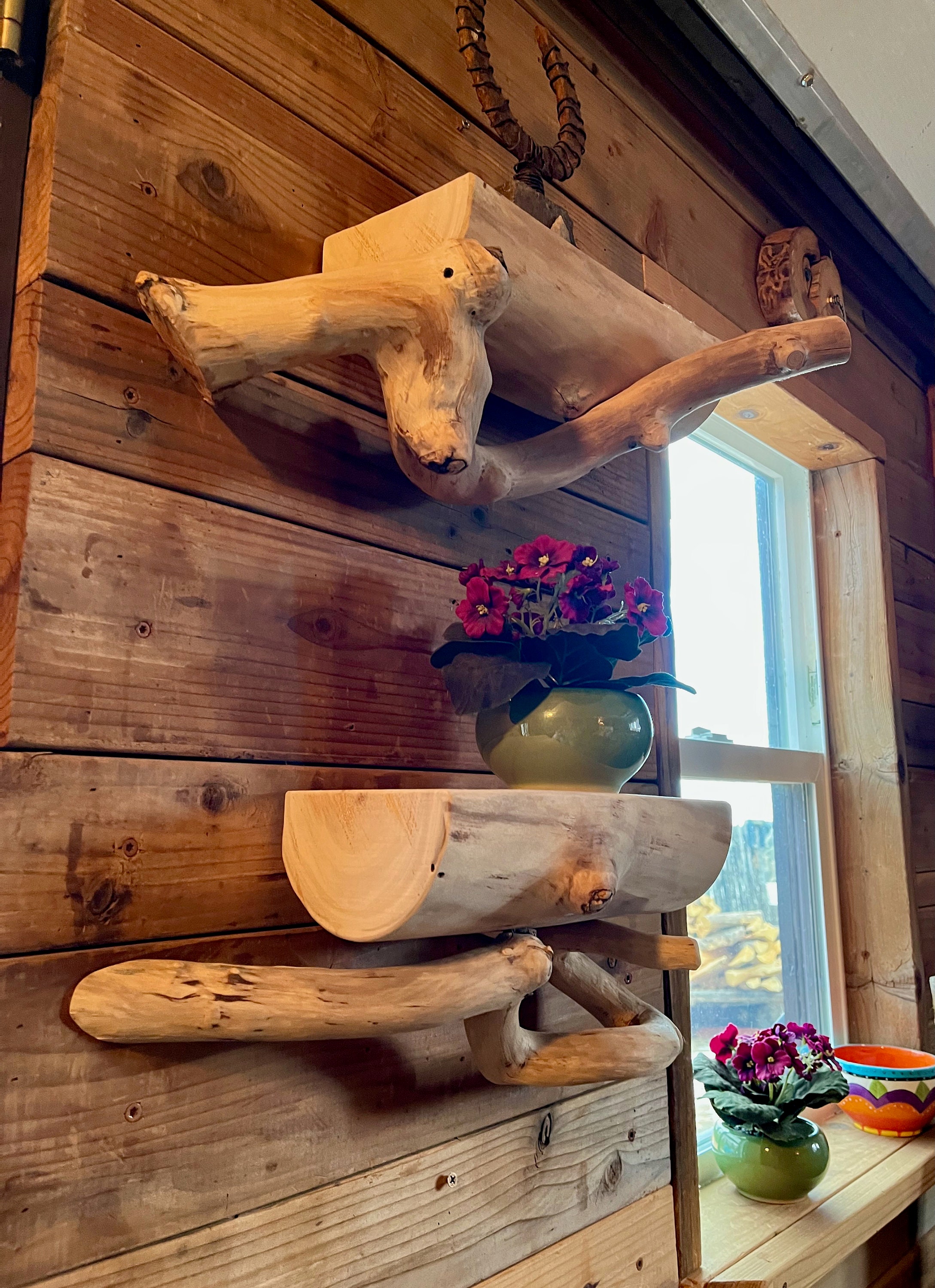 Aspen Floating Shelves set of Two Mancave Shelves Rustic Shelves Log ...