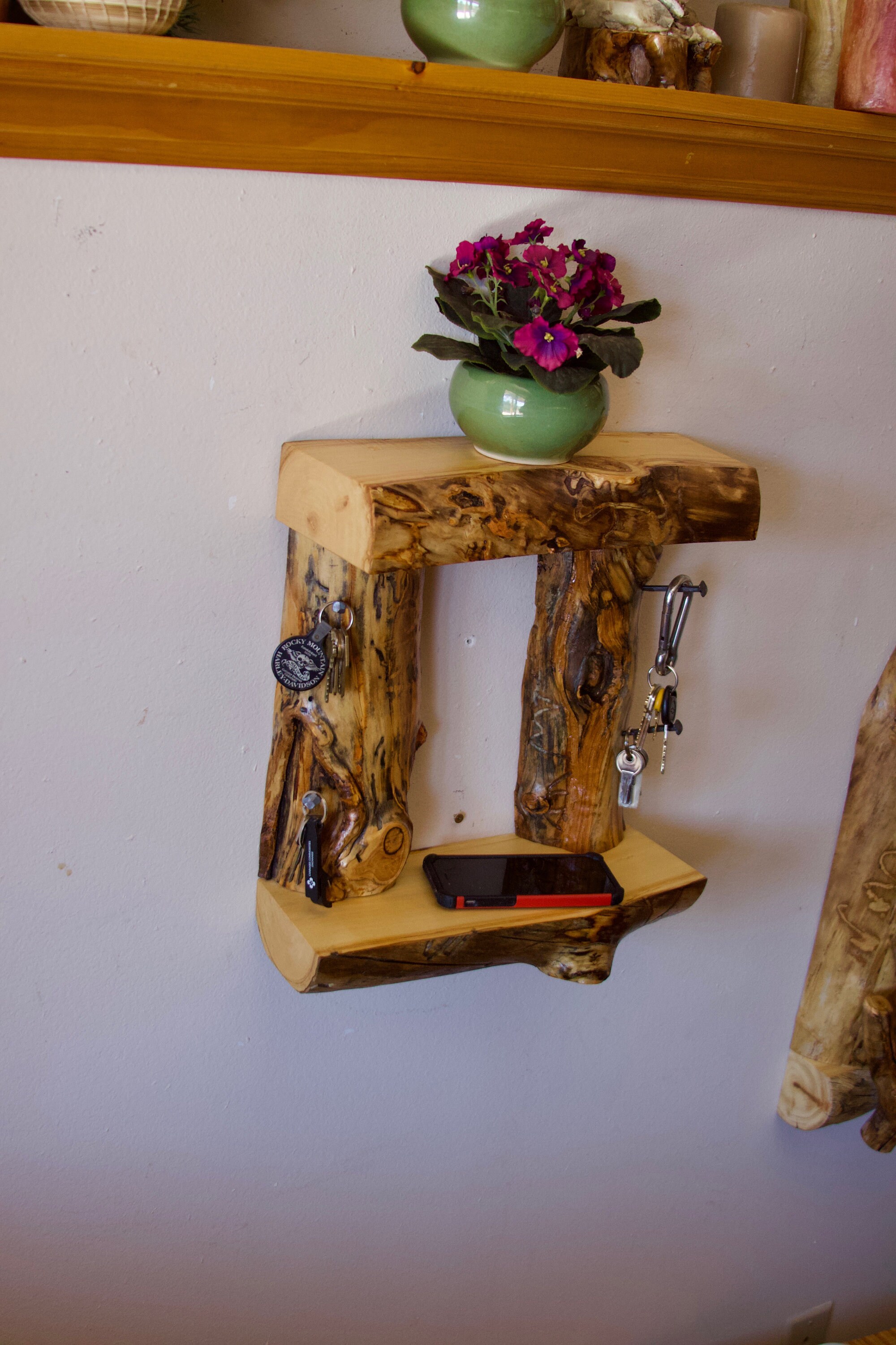 Rustic Entryway Shelf Cubby Shelf Rustic Key Holder for Wall - Etsy