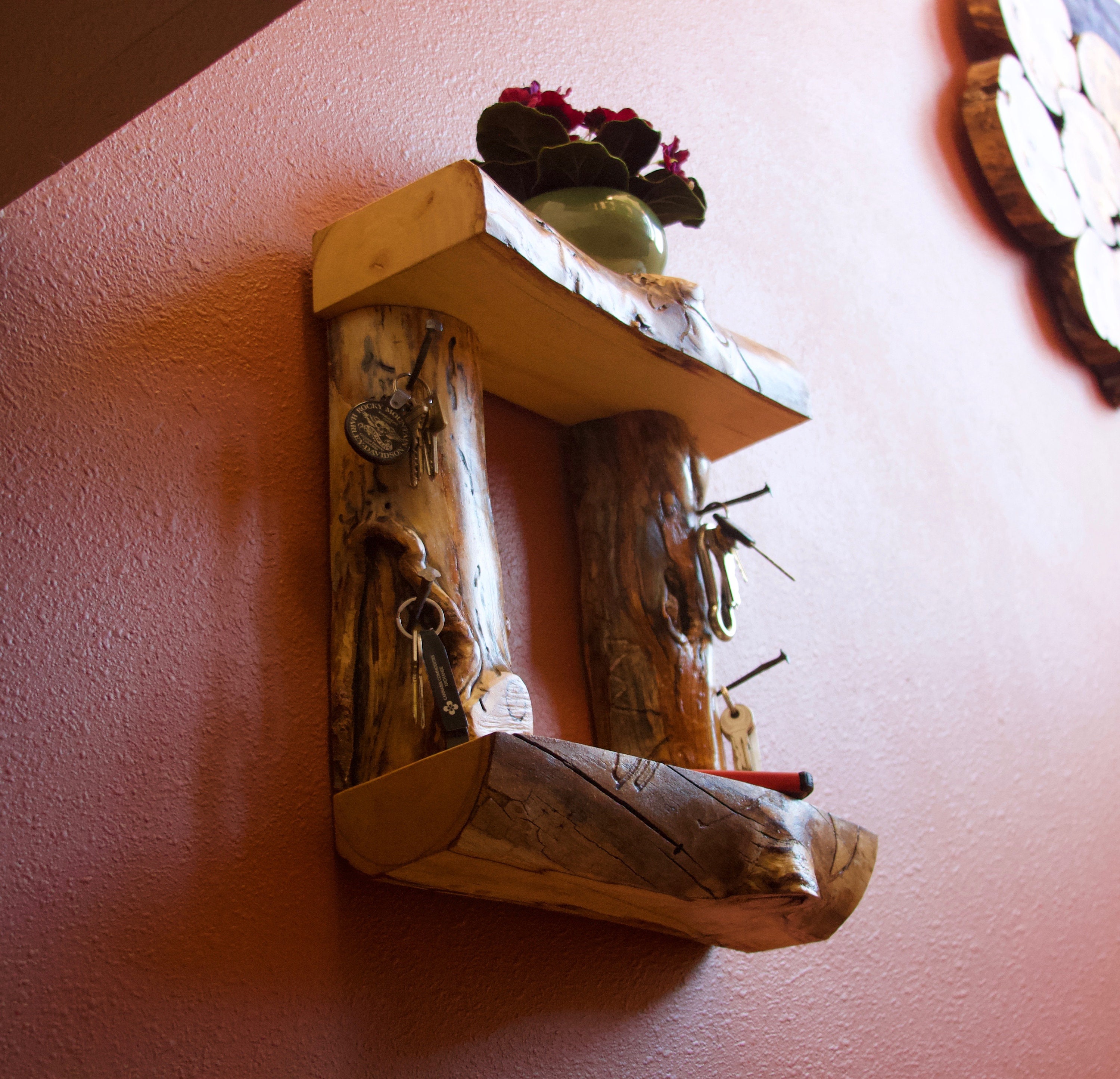 Rustic Entryway Shelf Cubby Shelf Rustic Key Holder for Wall - Etsy