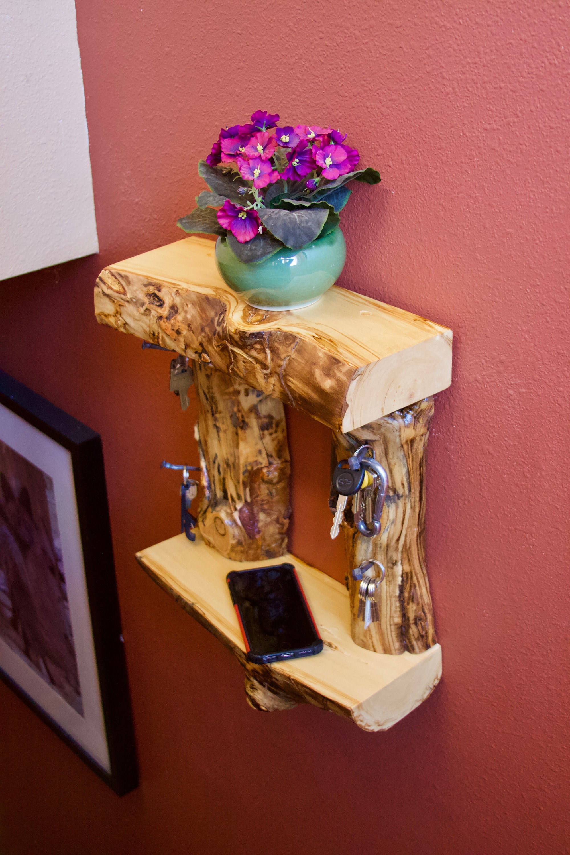 Rustic Entryway Shelf Cubby Shelf Rustic Key Holder for Wall - Etsy