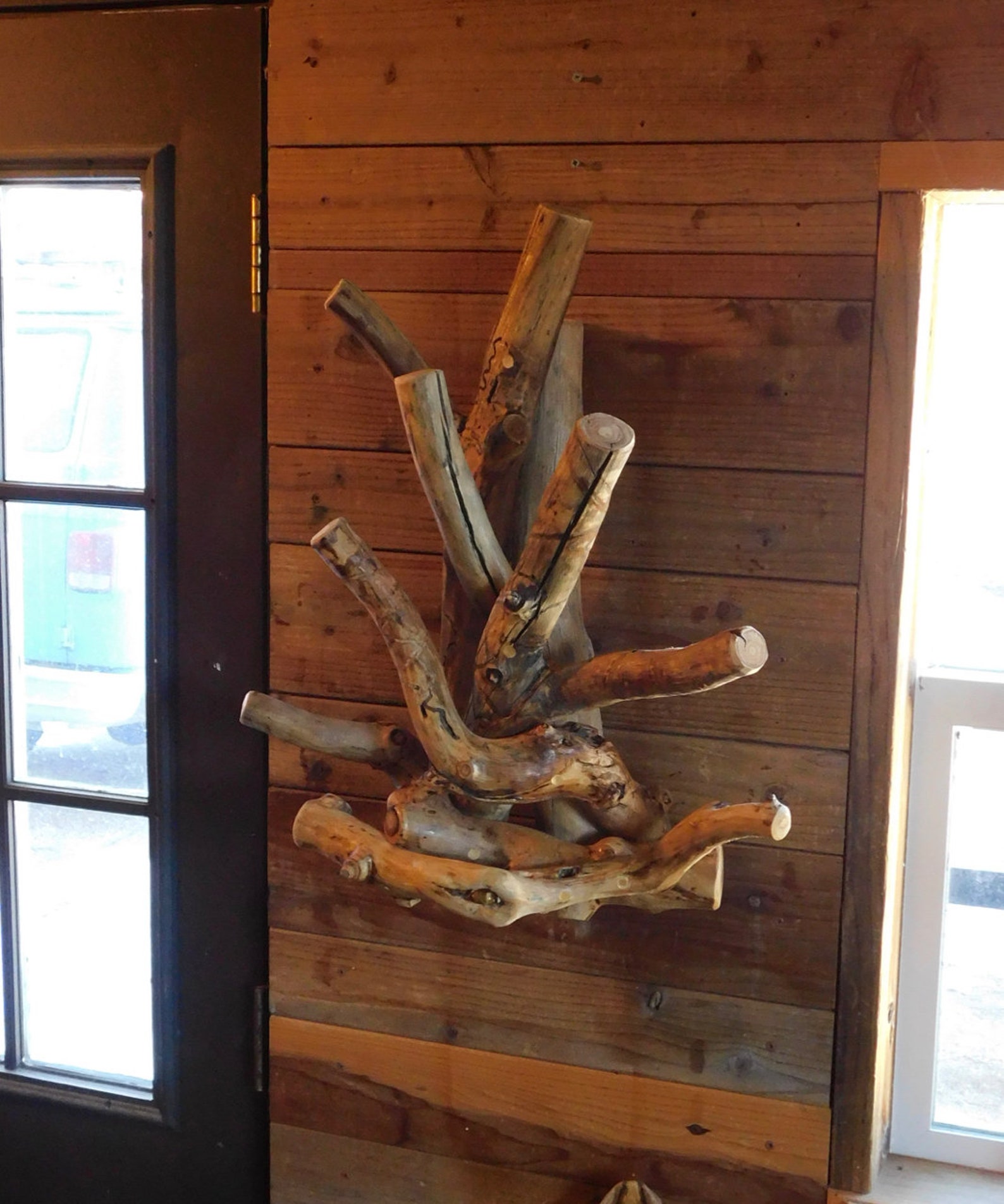 Branch Coat Tree Tree Sculpture Rustic Hat Rack Wood Wall Art Coat Rack ...