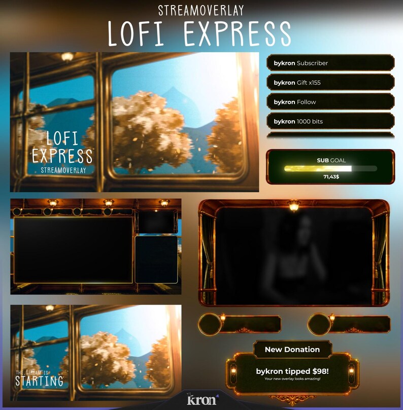 Lofi Express V2 Stream Overlay Pack, Animated Scenes, Alerts, Widgets ...
